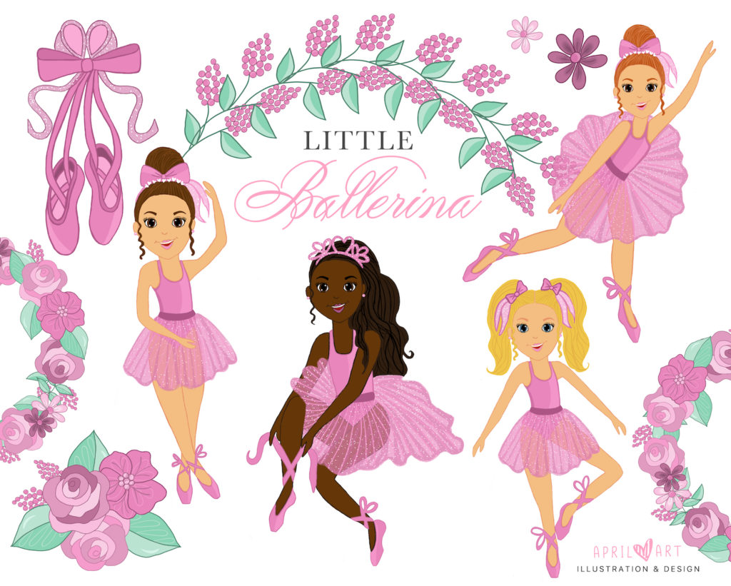 Pink Ballerina Girl Clipart